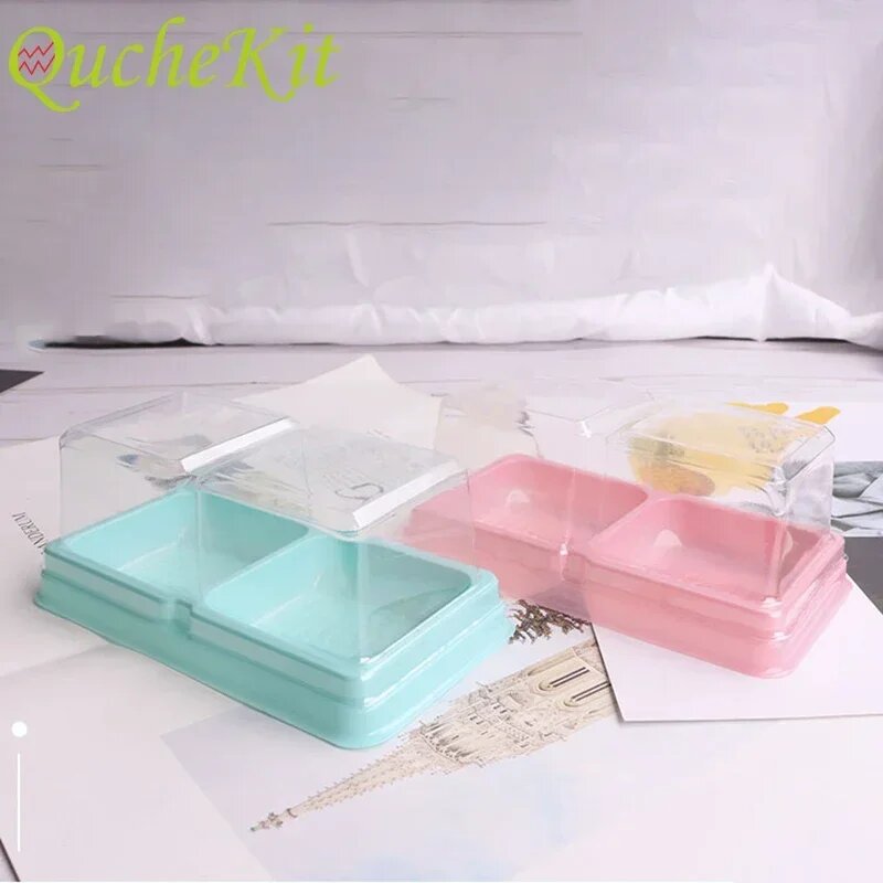 Пластиковые квадратные коробки для тортов, розовый/синий, 50 шт. pink