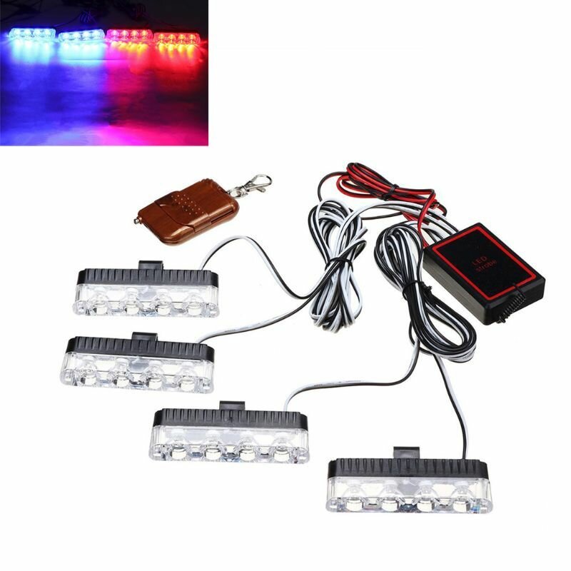 Красный, синий, желтый, белый, передняя решетка автомобиля, аварийная вспышка, сигнальная лампа, светодиодный стробоскоп, 3 режима для полицейского пожарного