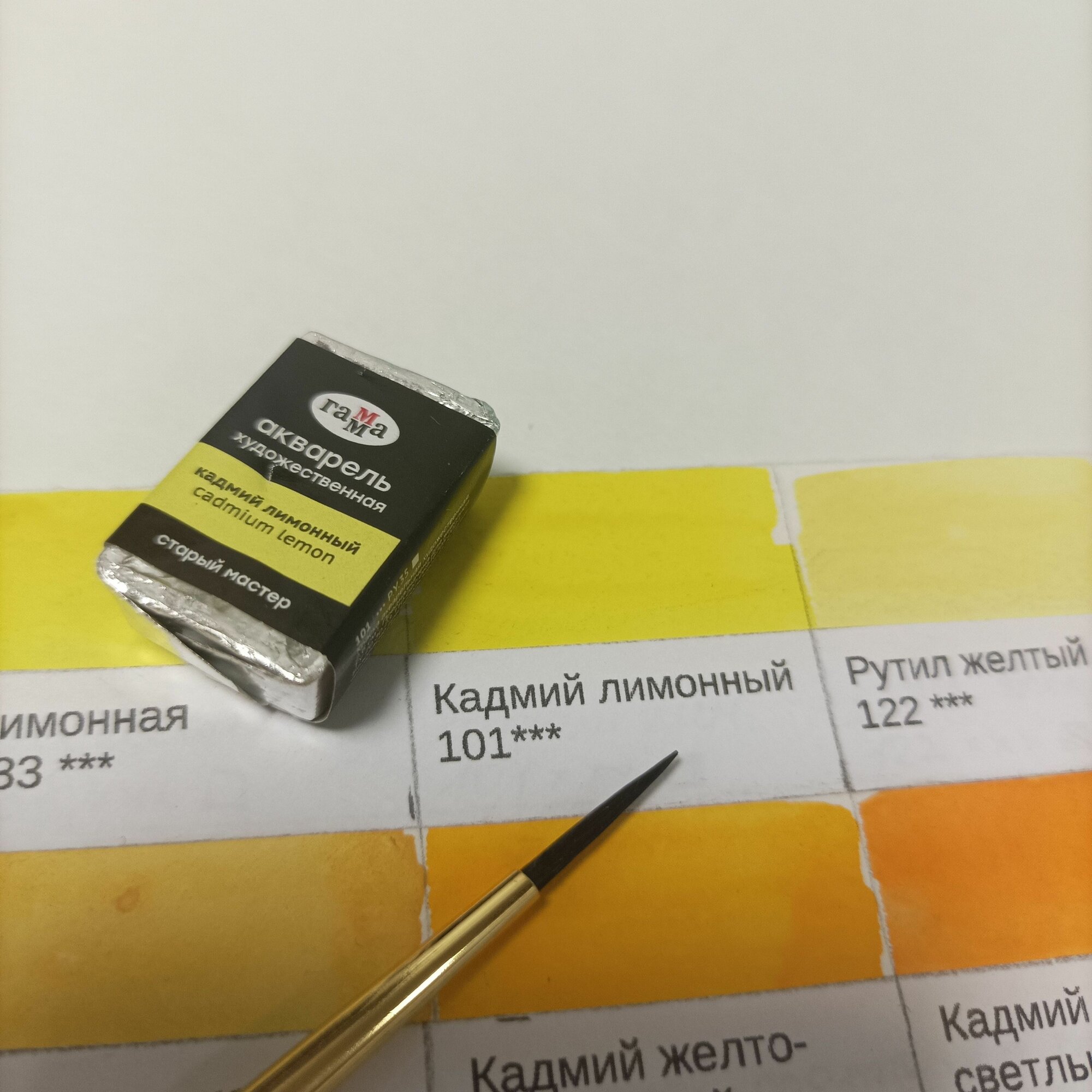 Акварель художественная Кадмий лимонный 2.6 мл Старый мастер