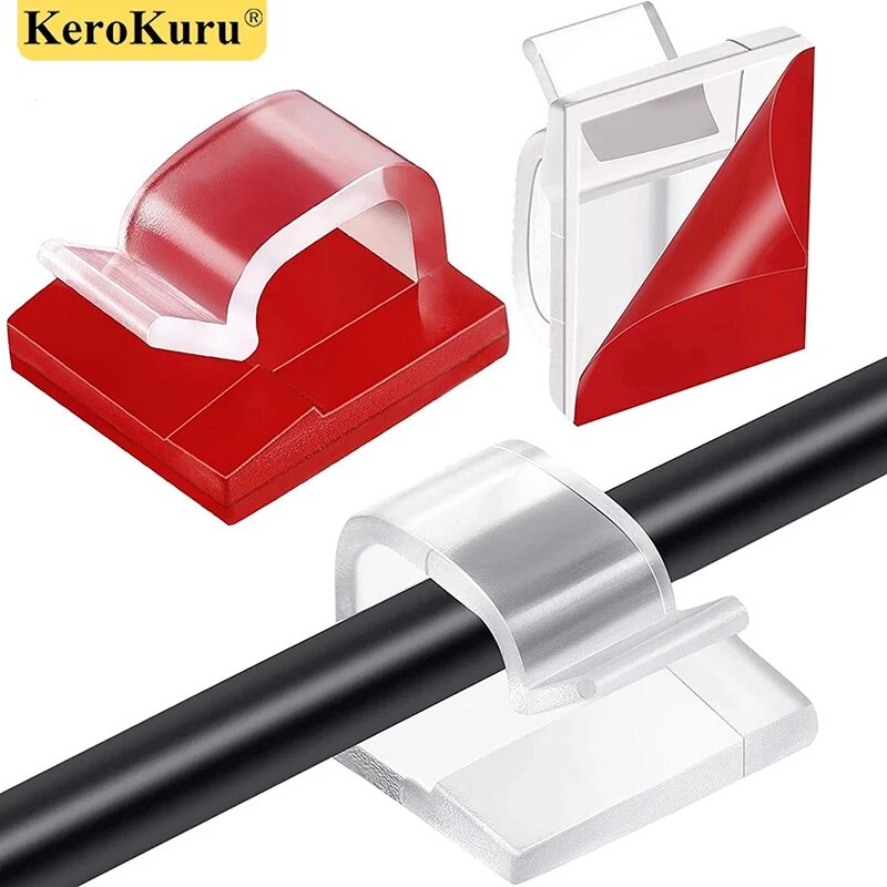 Самоклеящиеся органайзеры для кабелей Kerokuru Cable Management 10pcs Transparent