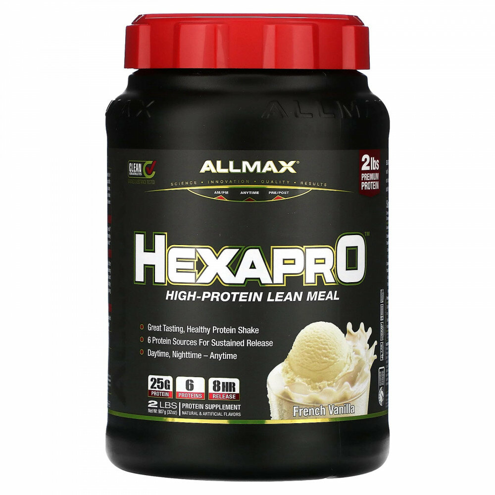 ALLMAX, Hexapro™, высокопротеиновый нежирный рацион, французская ваниль, 907 г (2 фунта)