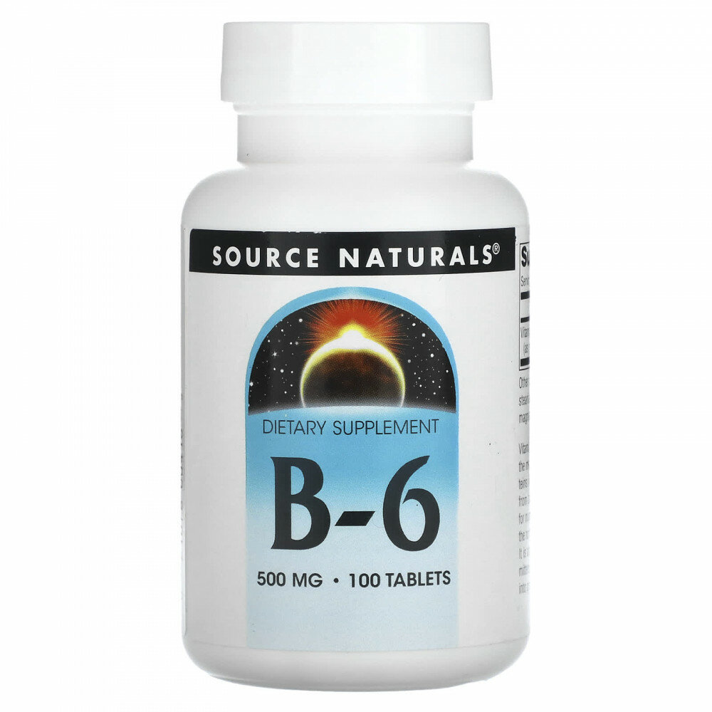 Source Naturals, В6, 500 мг, 100 таблеток