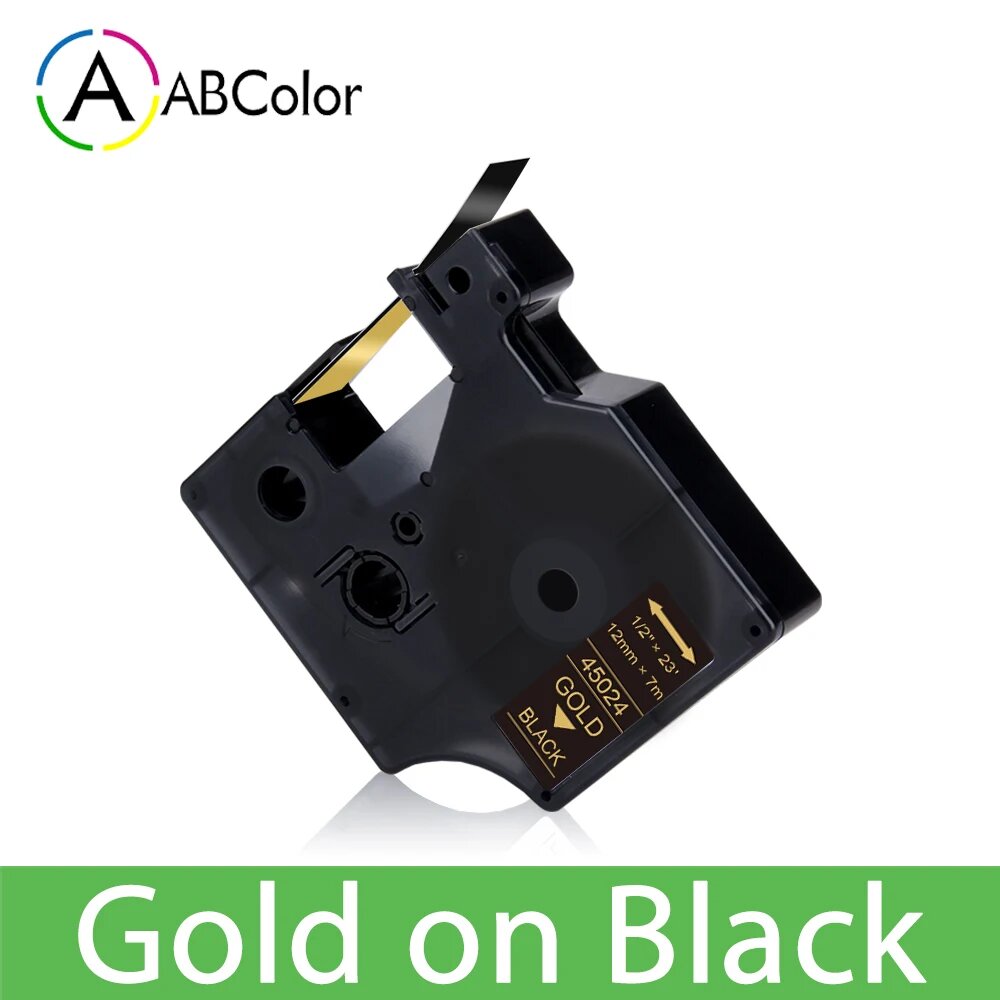 Лента для принтера этикеток 12 мм Gold on Black