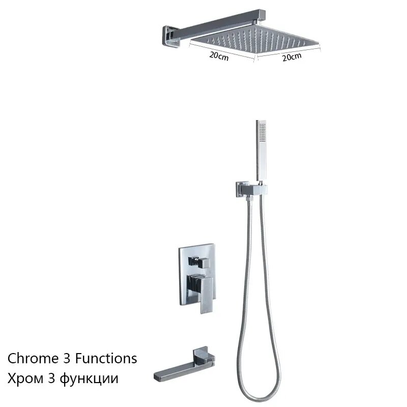 Скрытый матовый золотой душевой набор WJNMONE Chrome 3-Ways