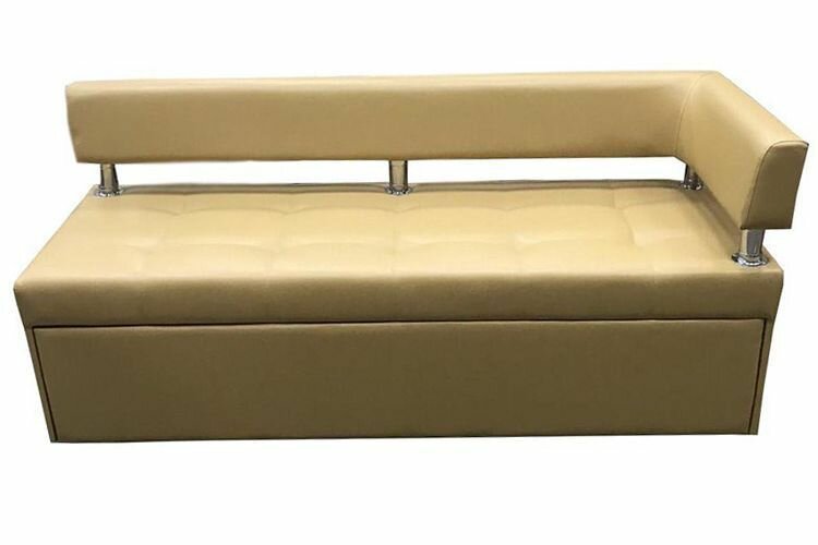 Диван-кровать Дельфин с подлокотником 200x62х80 бежево-молочная экокожа, правый