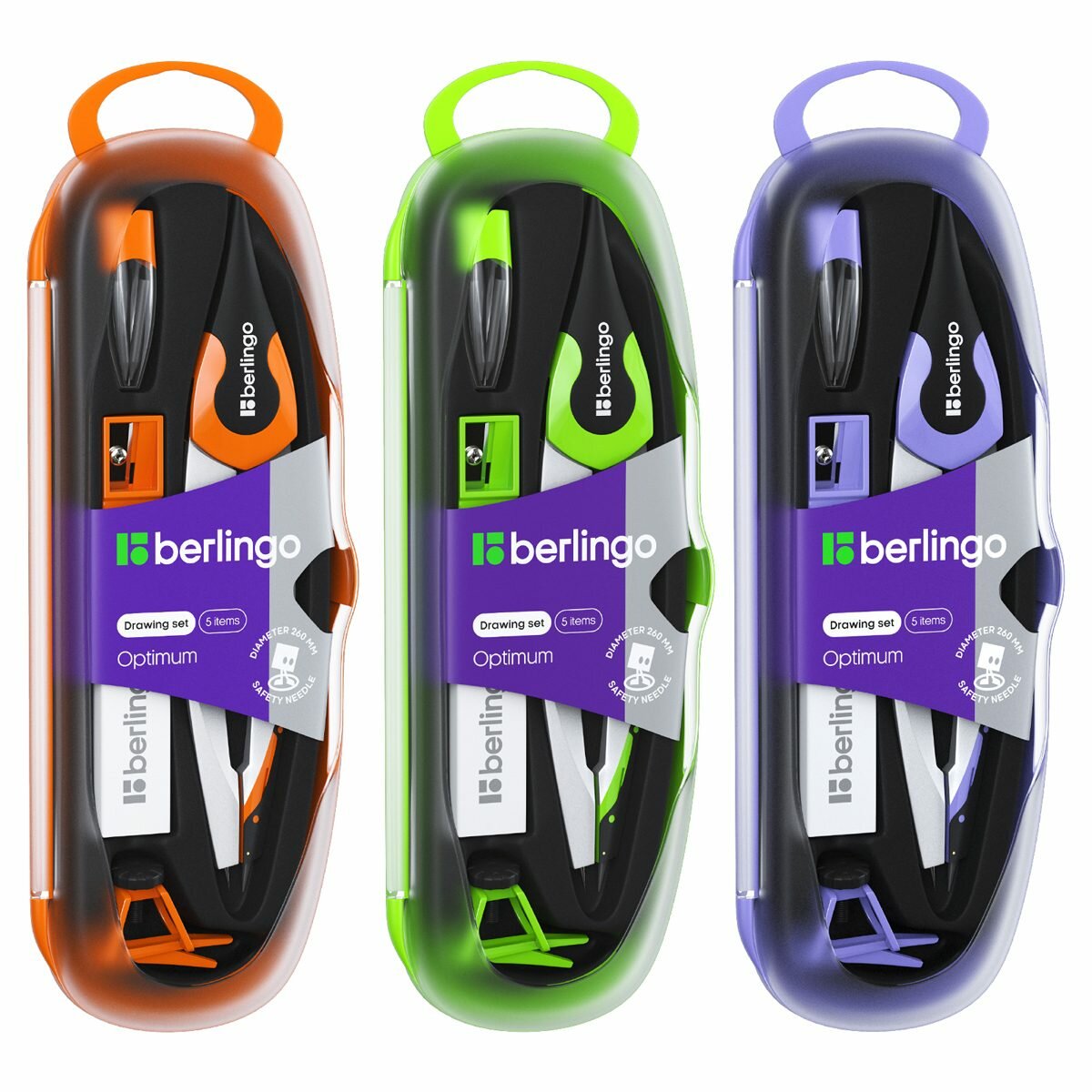 Готовальня 5 предметов Berlingo Optimum, пластиковый футляр (DS_00505)