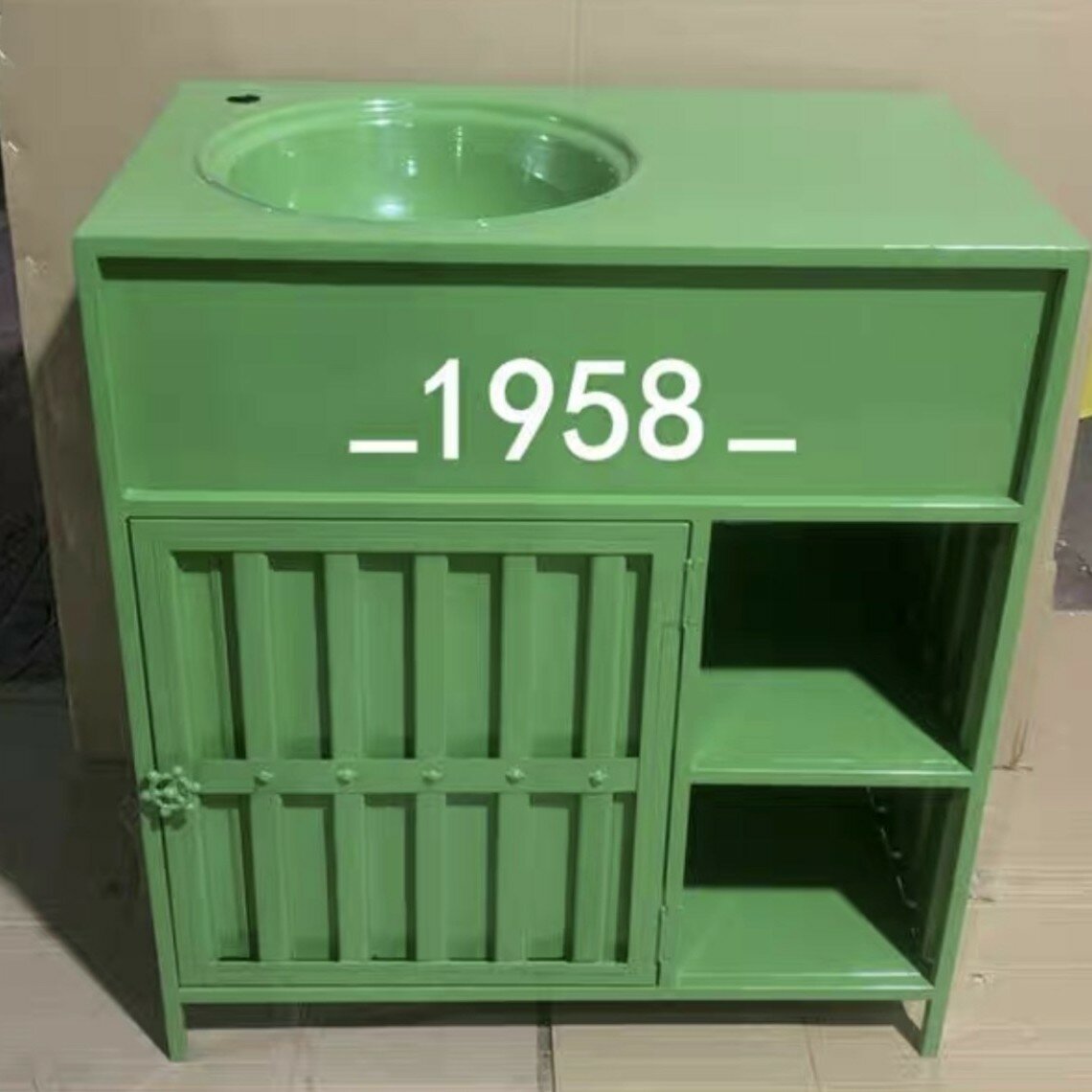 Комплект для ванной комнаты тумба с раковиной и зеркалом в стиле Industrial Furniture (Тумба c раковиной / цвет зеленый)