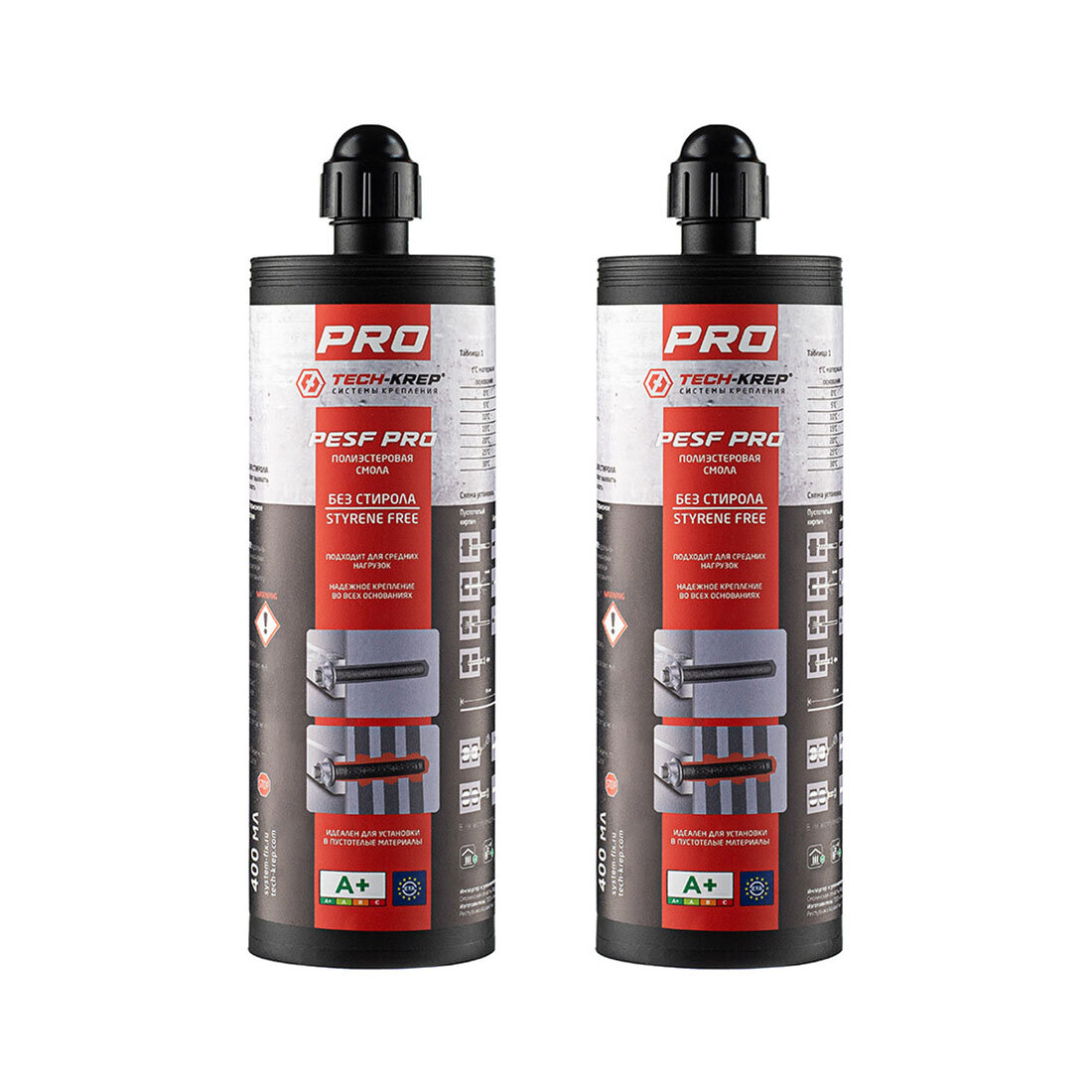 Химический анкер инжекционная масса 400 мл полиэстровая смола Tech-Krep Pro PESF (2 шт.)