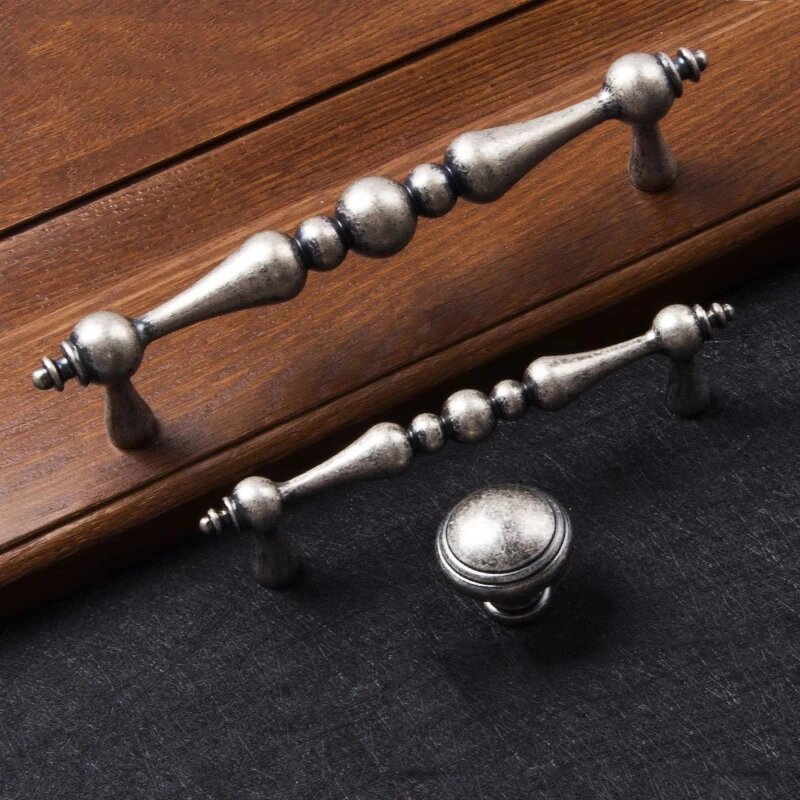 Античные серебряные ручки для шкафов, цинковый сплав, Knob, Antique Silver