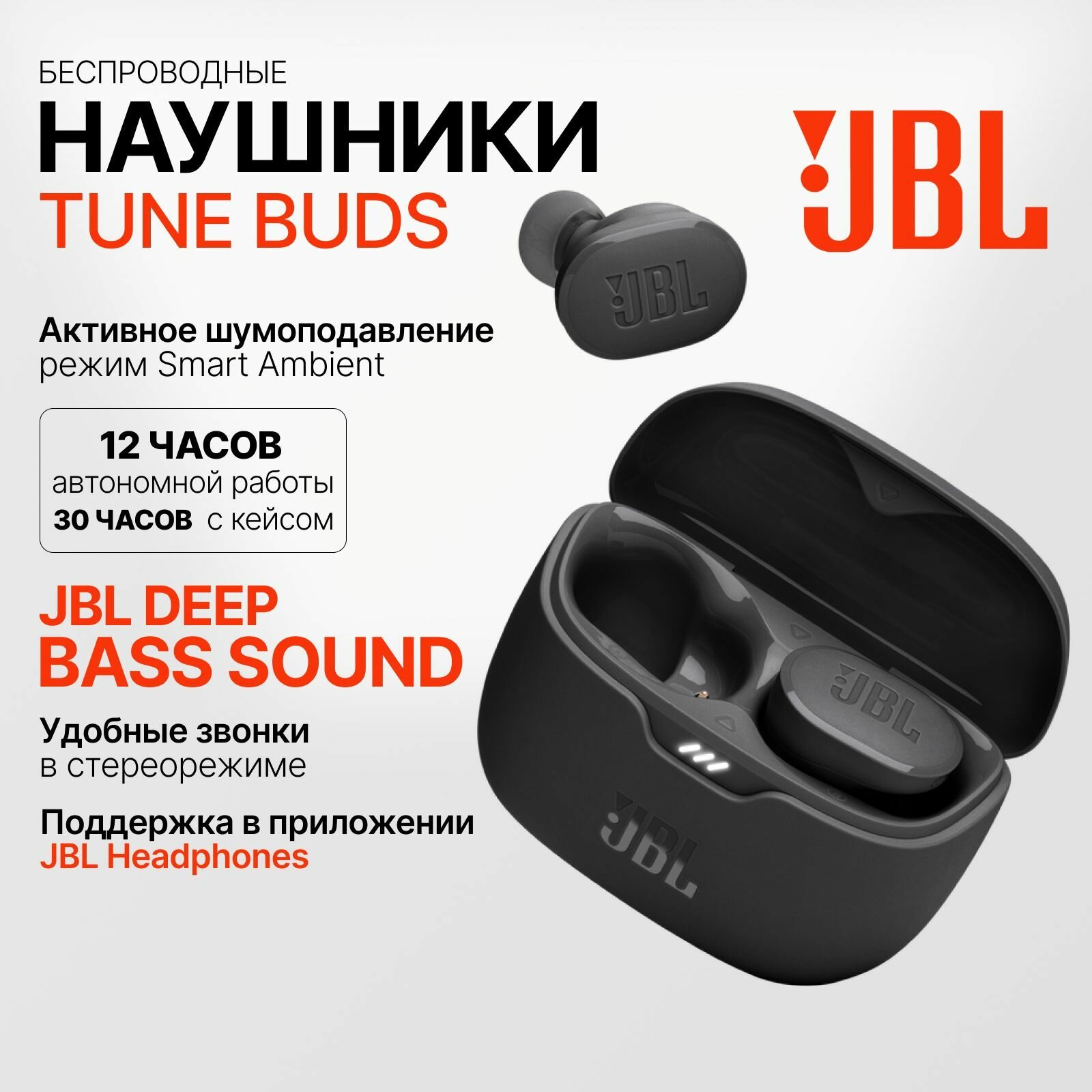 Беспроводные наушники JBL Tune Buds TWS, черные