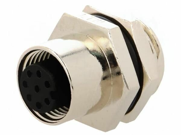 Гнездо AMPHENOL M12A-08PFFS-SH8001, M12, PIN: 8; "мама", код A-DeviceNet / CANopen, пайка, 30 В