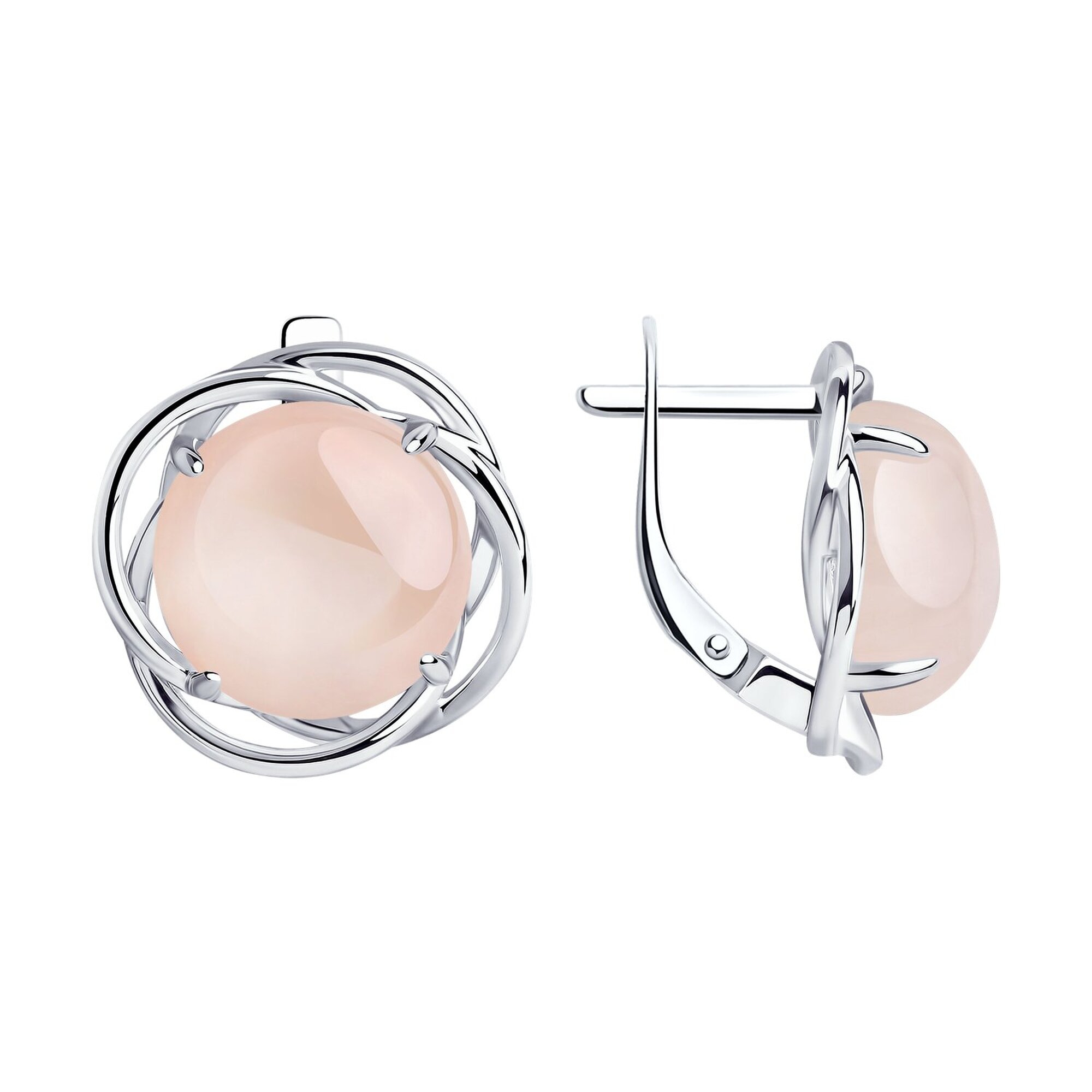 Серьги, серебро, 925 проба, родирование, кварц