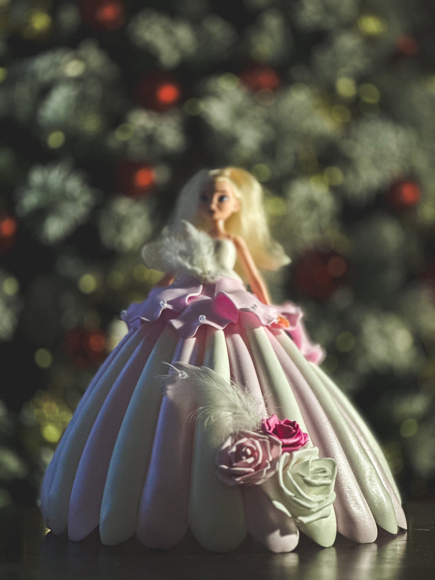 Кукла ночник светильник " Black Rose", розовая, ручная работа. Детский подарок.