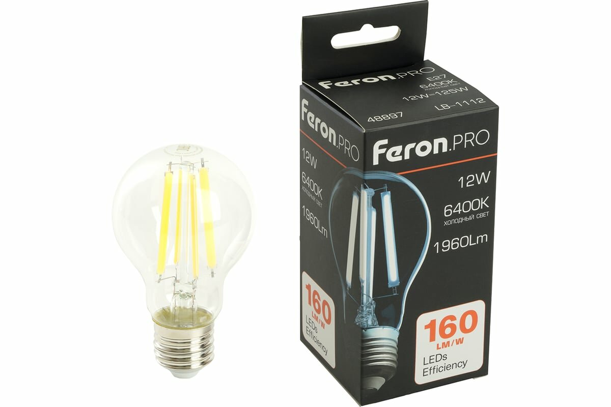 Лампа светодиодная FERON . PRO LB-1112 Шар E27 12W 175-265V 6400K, 48897