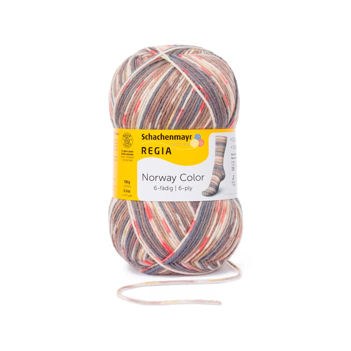Regia 6-fadig Color 150g /Регия 6 ниток Колор 150г/ пряжа, 6 ниток, MEZ, 9801285 (02791, trondheim color (тронхейм), молочный/серый/хаки)