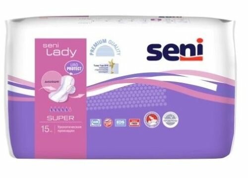 Прокладки урологические для женщин послеродовые ежедневные ночные женские SENI LADY super (5 капель) 15шт/ урологические прокладки сени леди супер