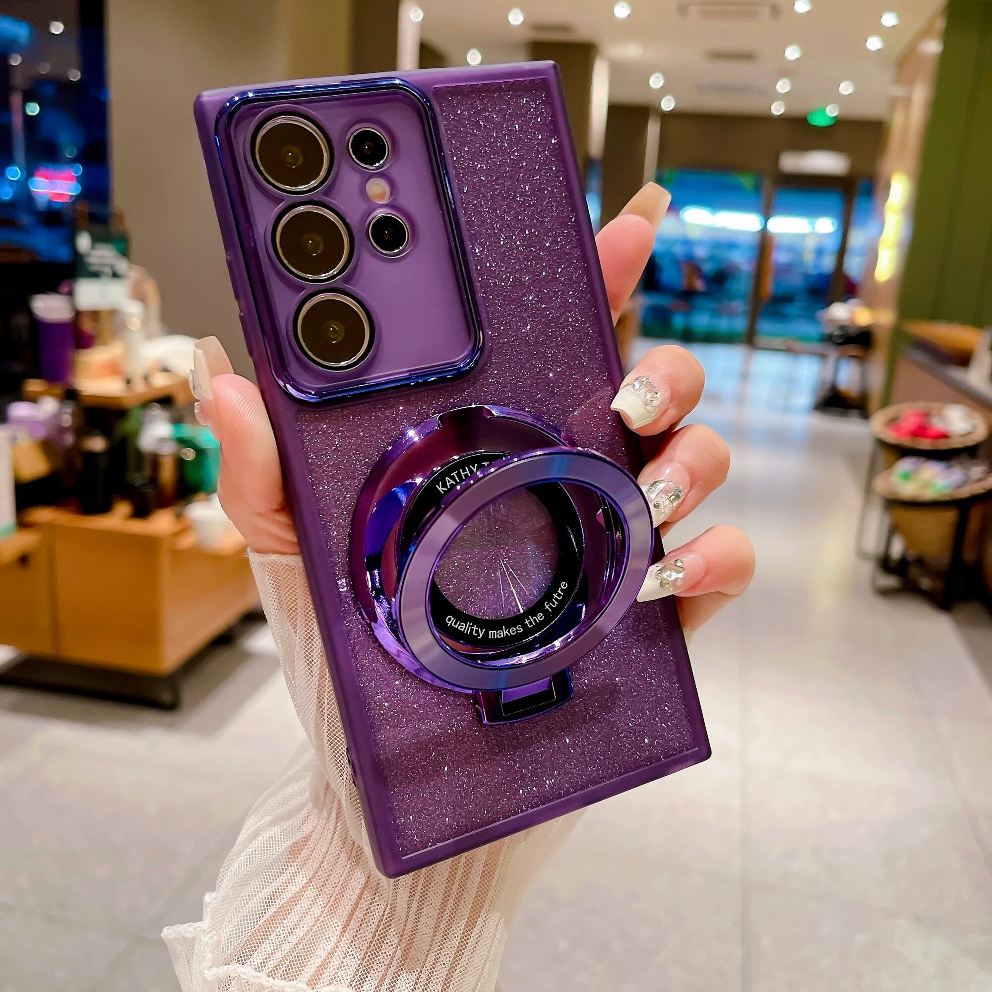 Для Camon 40 Pro 5G Bling Ring Holder Чехол из ТПУ с Текно Камон 40 Про 4Г, Фиолетовый, Purple