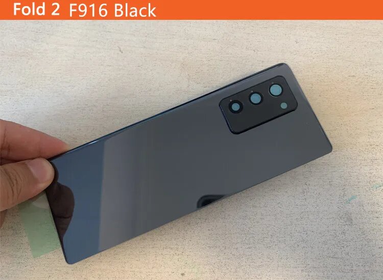 Корпус Fold2 для Samsung Galaxy Z Fold 2 F916 Стеклянная задняя крышка аккумулятора Черный, черный