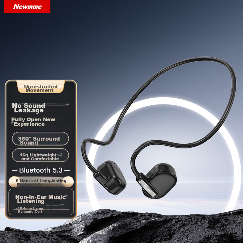 Newman Mini6S [Open Non-In | Bone Conduction Concept] Over-Ear Bluetooth Headphones, Open-Style True Wireless Non-In Comfortable Sports Running Ear Clip Headphones