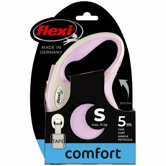 Поводок-рулетка Flexi New Coмfort tape S, 5 м, 15 кг, розово-серый
