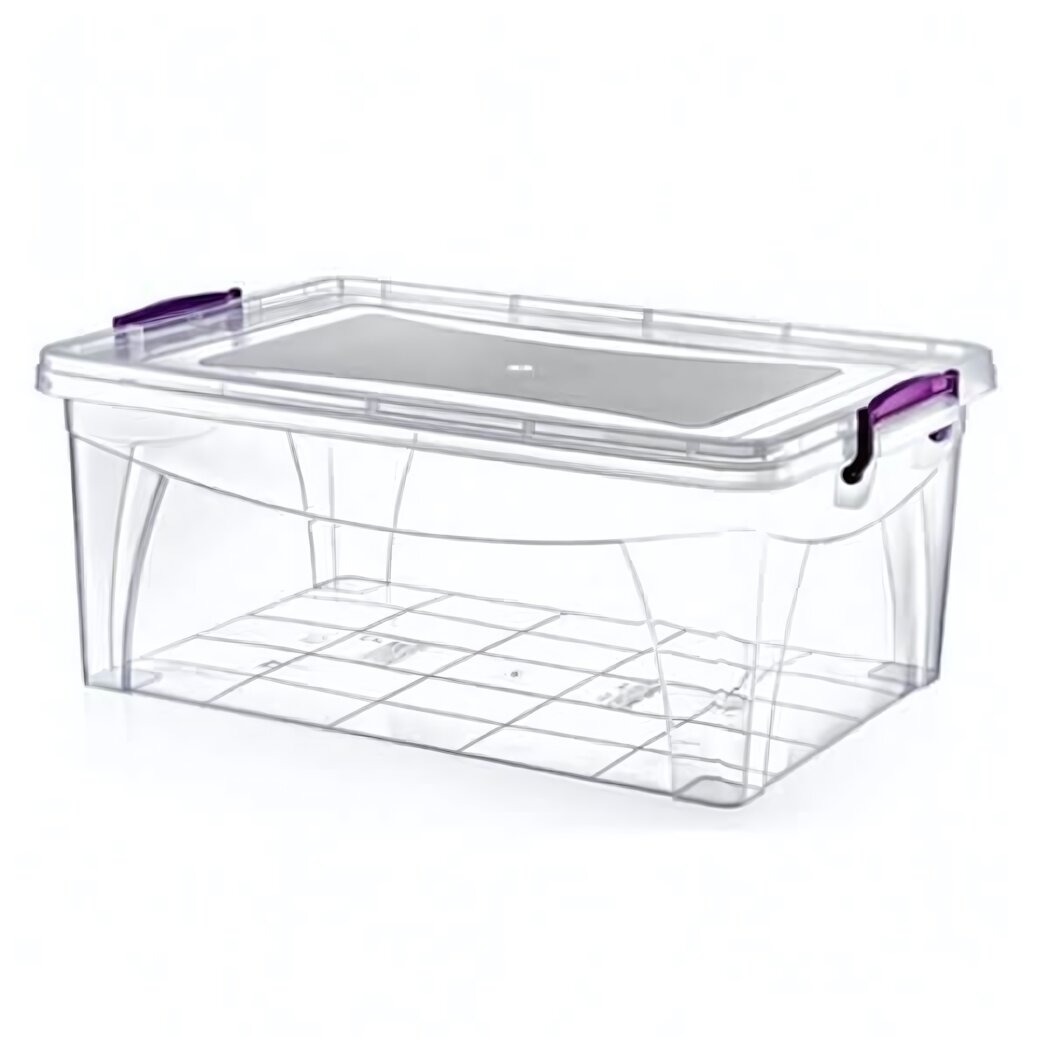 Контейнер пищевой прямоугольный, 17л, прозрачный пластик, крышка с защёлками, размер 460х300х170мм, удобное хранение
