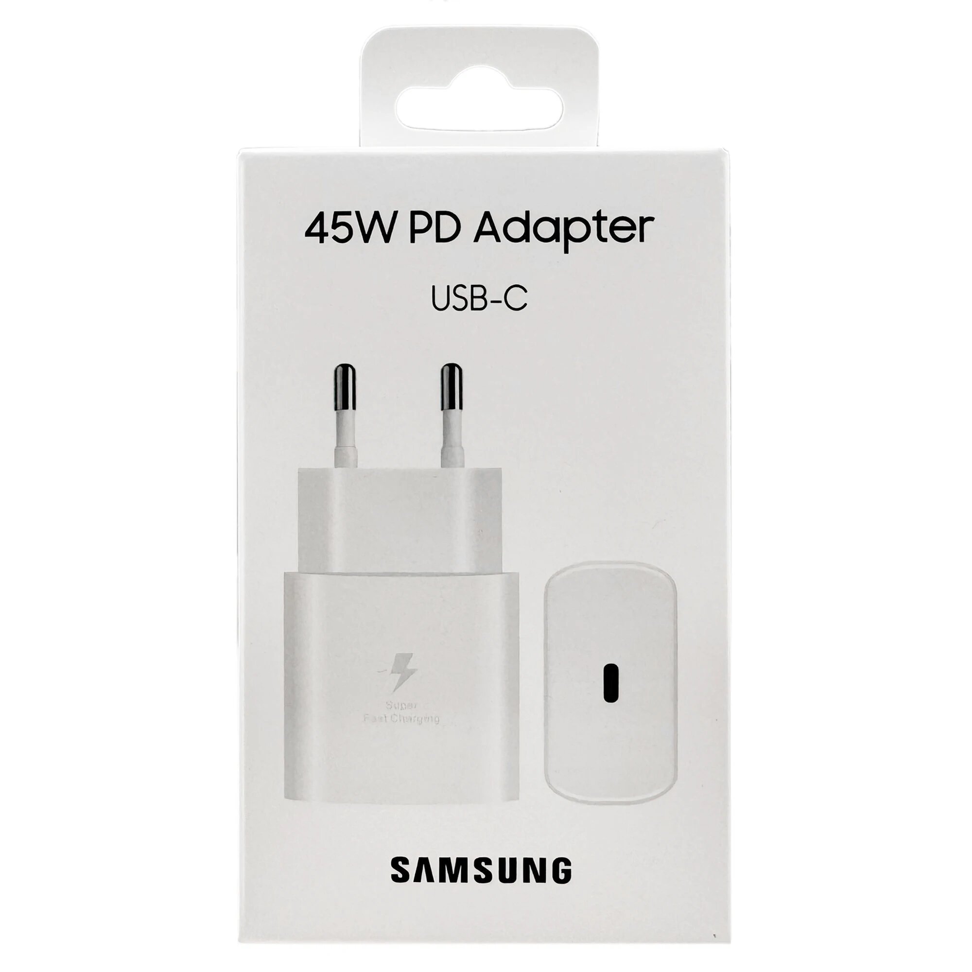 Зарядное устройство SAMSUNG 45 Вт, супер быстрая зарядка, адаптер 5А типа C, европейский адаптер для Galaxy S25 Edge S24 S23 Ultra Plus Z Fold 6 5 A36 Tab S10 FE+ White EU Plug(Box)