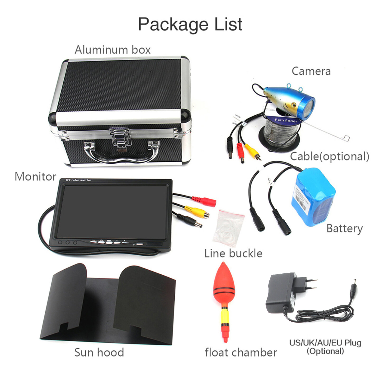 Подводная камера для рыбалки с 7-дюймовым цветным ЖК-монитором, водонепроницаемая система подводного наблюдения IP68 для озерной и морской рыбалки
