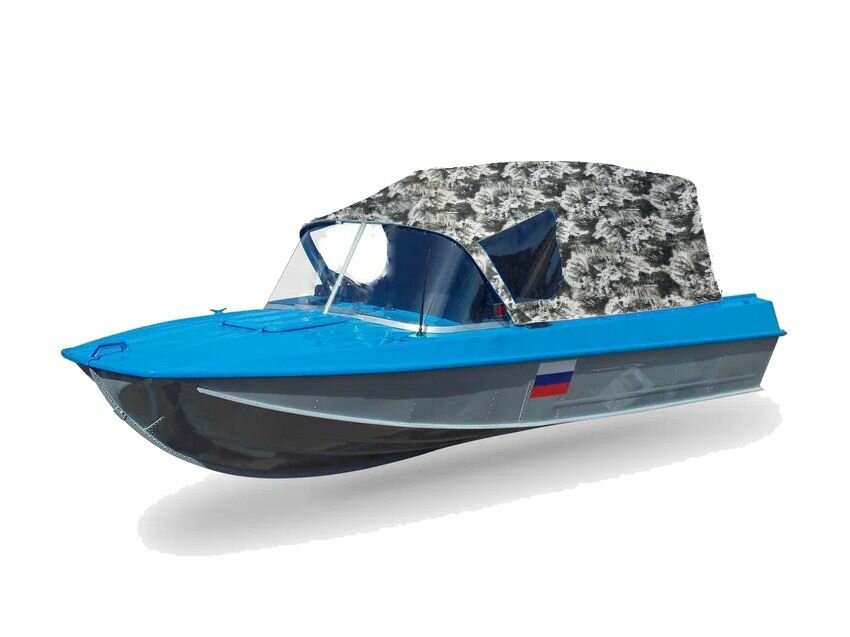 Казанка 5М2,3,4 тент с дугами с креплениями на штатное стекло