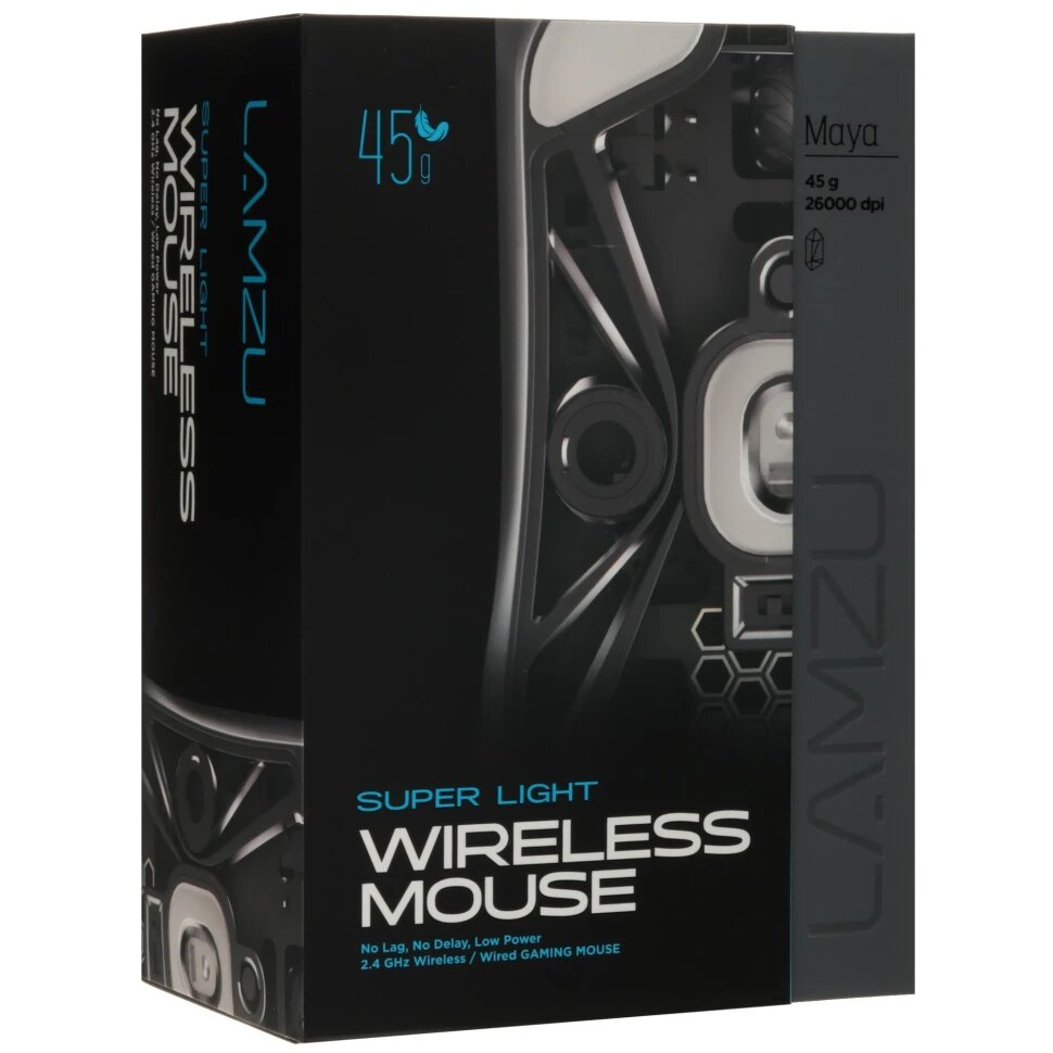 Мышь беспроводная/проводная LAMZU Maya черный, 26000 dpi, PixArt PAW3395