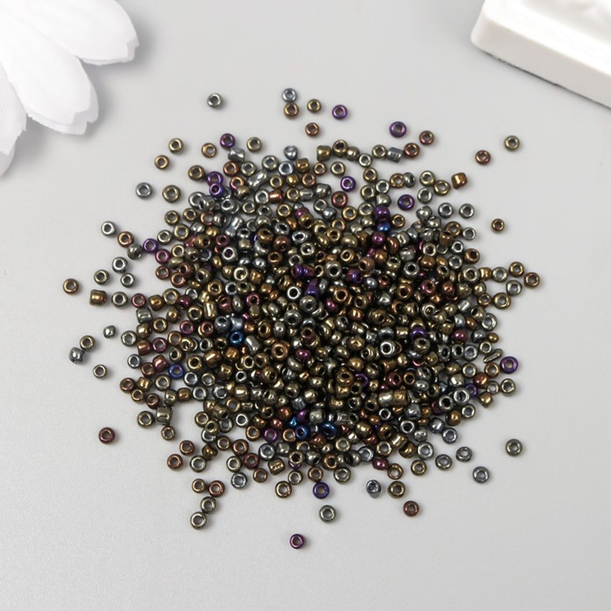 Бисер Арт Узор "Маслина", крашеное стекло, круглый, коричневый, 12/0, 20 г