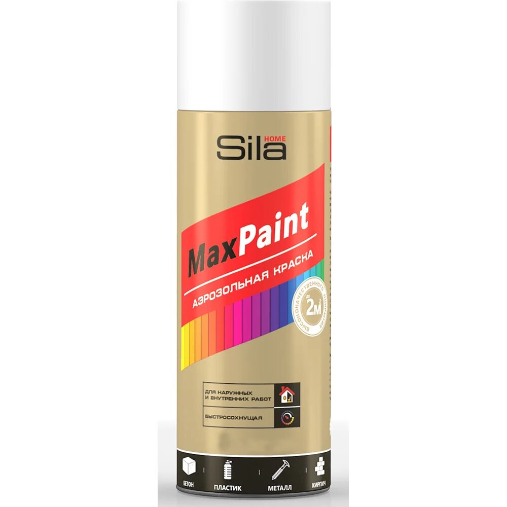 Аэрозольная универсальная эмаль Sila home цвет белый матовый ral 9003, 520 мл SILP_9003, деревянная