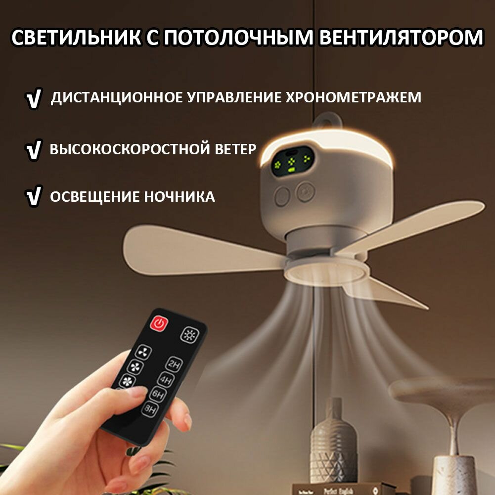 Потолочный вентилятор с подсветкой и дистанционным управлением