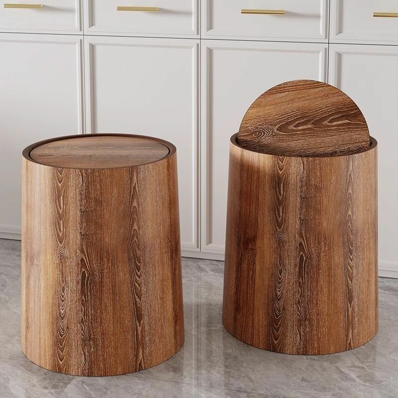 Мусорное ведро с имитацией древесины в стиле ретро, новая бытовая корзина для туалетной бумаги в гостиной на кухне