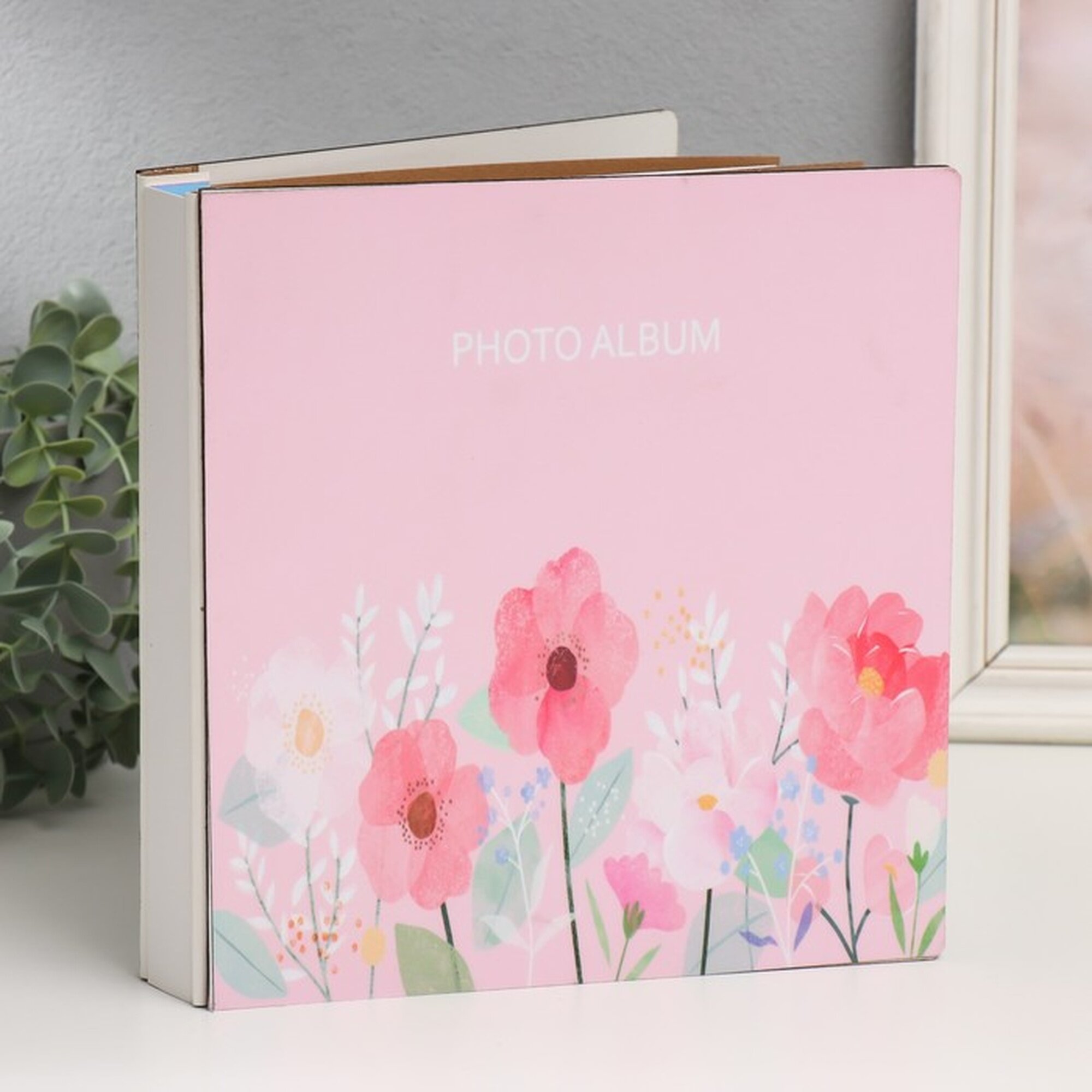 Фотоальбом Сима-ленд "Розовые цветы", 10x15 см, 100 фотографий, картон, дерево