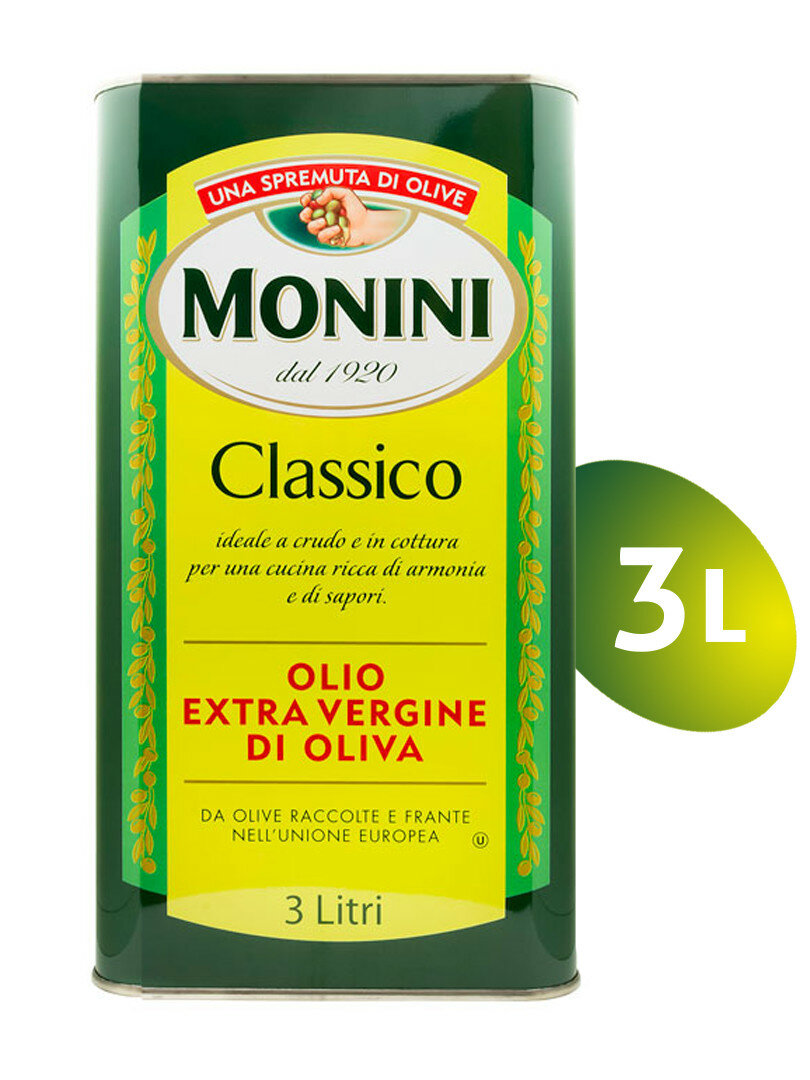 Оливковое масло Monini Classico Extra Virgin нерафинированное, 3 л