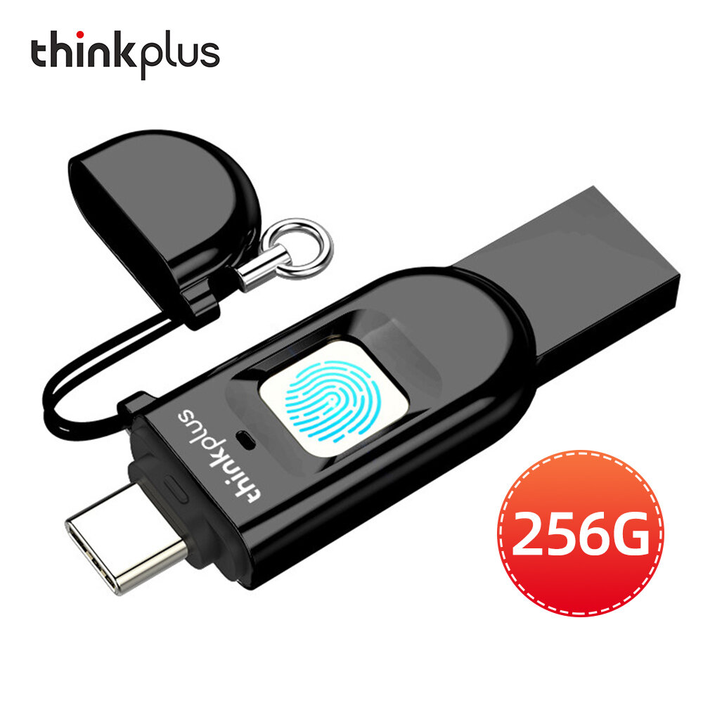 Lenovo thinkplus TFU301 256GB Type-C + USB3.0 U Шифрование диска Точное Распознавание USB Флэш-накопитель с отпечатками пальцев Поддержка большого пальца Планшет Мобильный телефон Компьютер