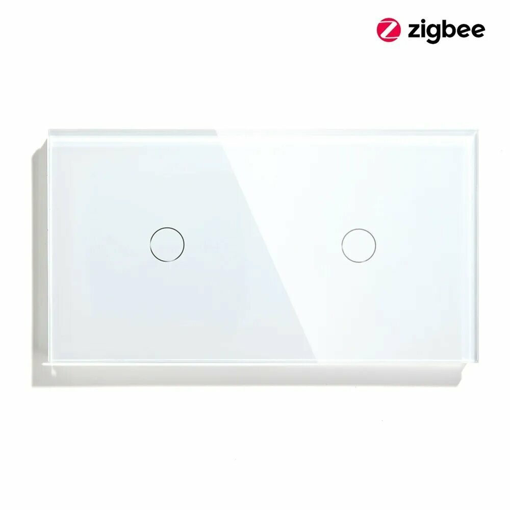 Сенсорный выключатель c Алисой, умный Zigbee выключатель, 6 клавиши 2 поста (3+3), без нуля на, панель стекло Белая,157mm