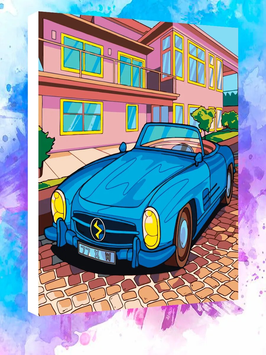 Картина по номерам Машина Кабриолет_Город_Лето_Рисунок