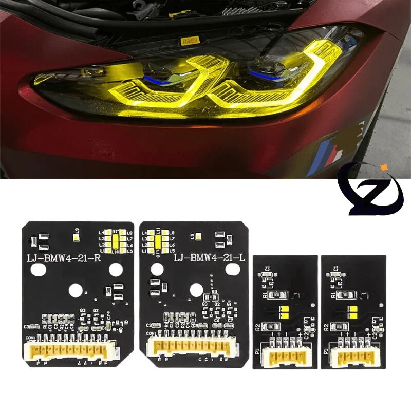 Желтые светодиодные панели Angel Eyes DRL для BMW M3 G80 M4 G82 G83 G22 G23 G26 2022 USA Laser Light