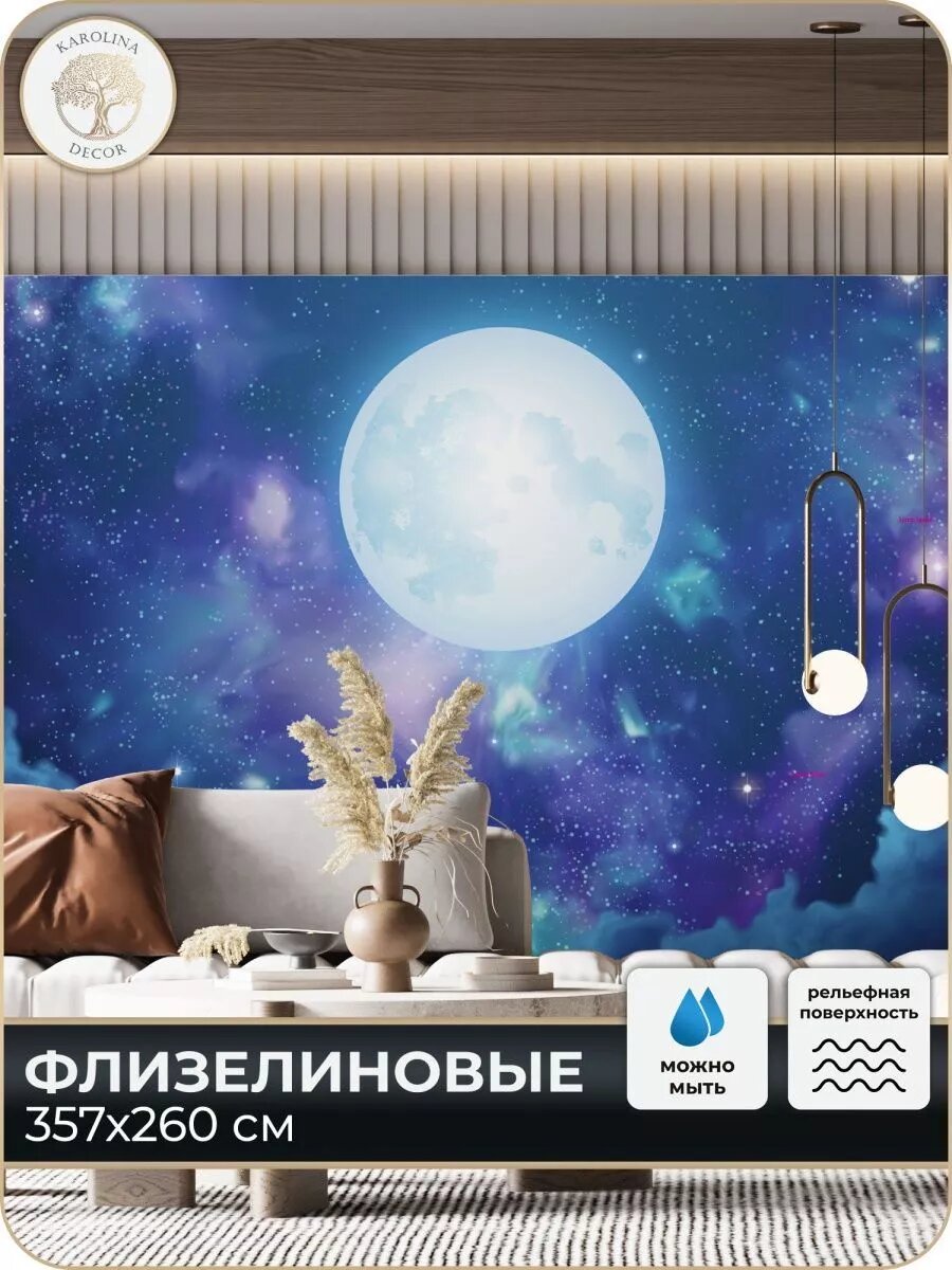 Фотообои Луна для зала в детскую в спальню на кухню 350х260