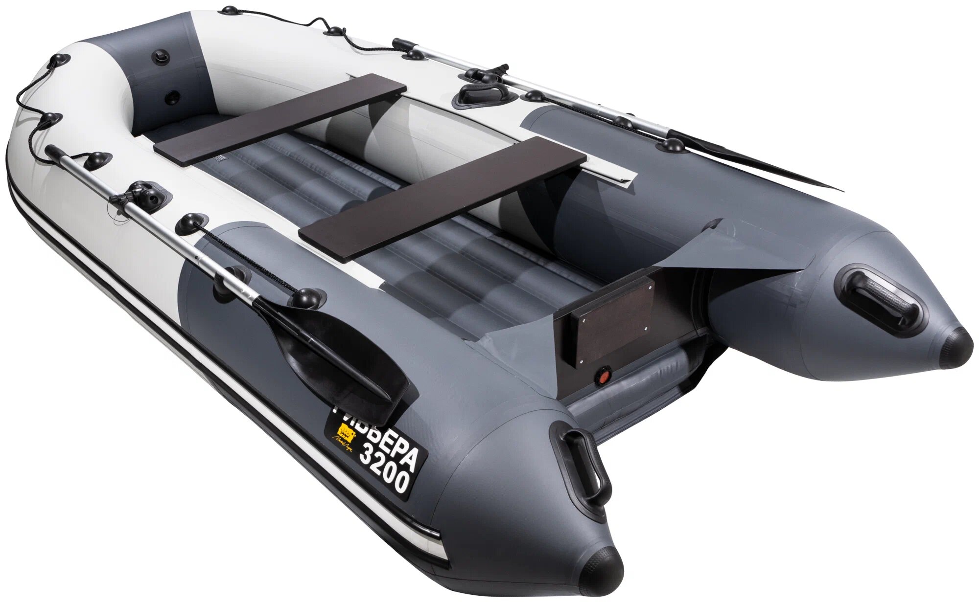 Надувная лодка ПВХ, Ривьера 3200 НДНД Компакт Комби, светло-серый/черный