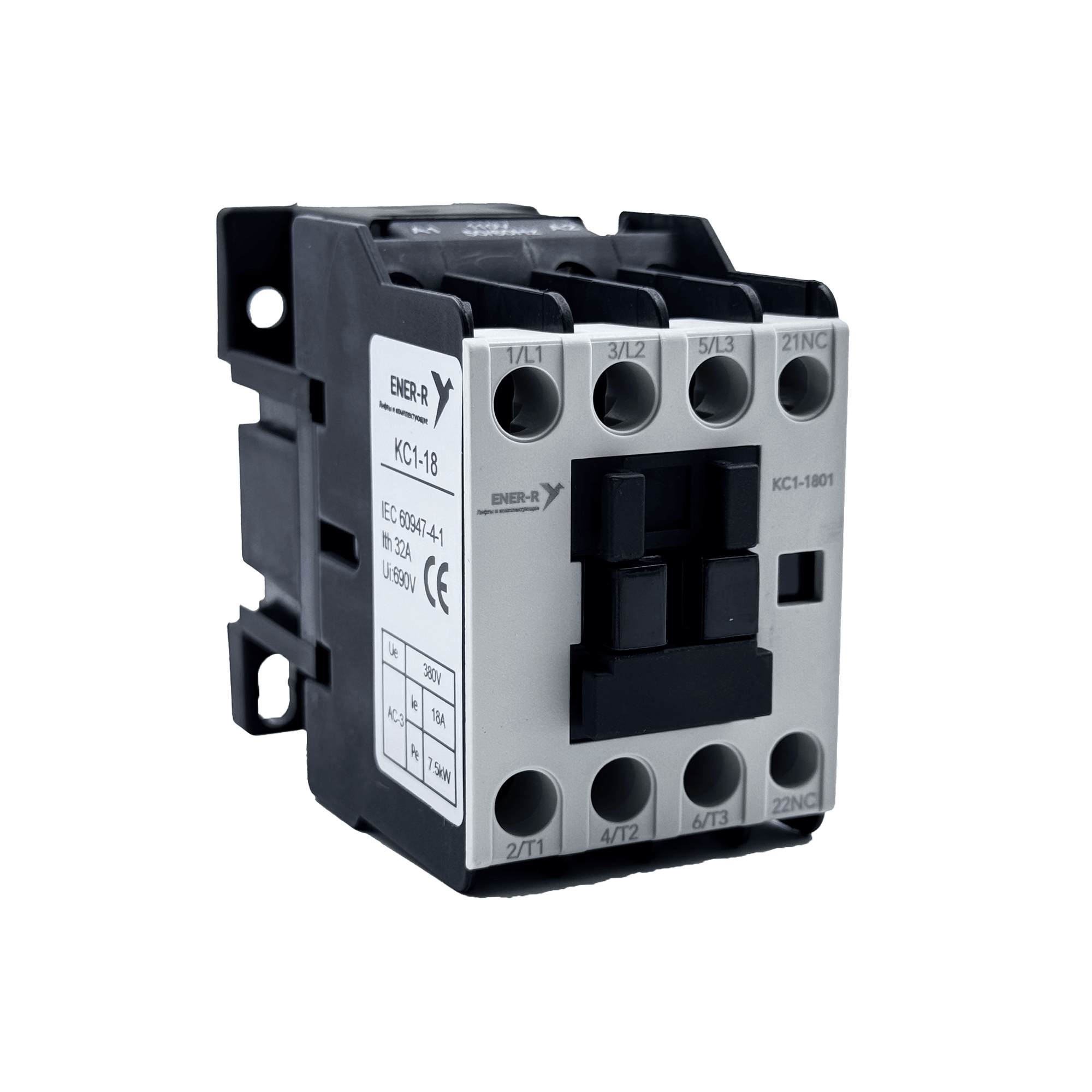 Контактор ENER-R KC1-1801 3P 18A 1NC (Катушка 110V 50/60 Hz)