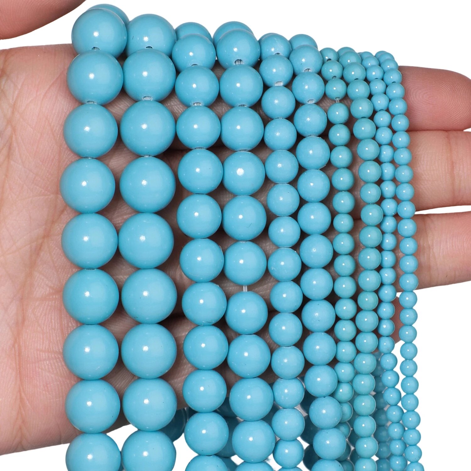 ГМB724 Говлит бусины голубые 3/4/6/8/10 мм 8mm about 40-45pcs, Blue1