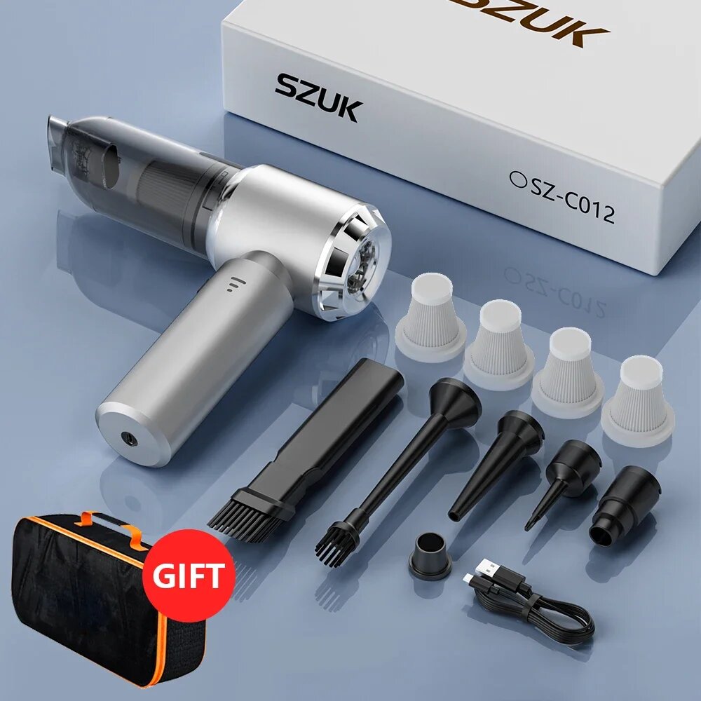 SZUK Мини-автомобильный пылесос 180000PA Мощный беспроводной ручной пылесос Портативный пылесос для автомобиля, дома и офиса, Max 4hapa bag