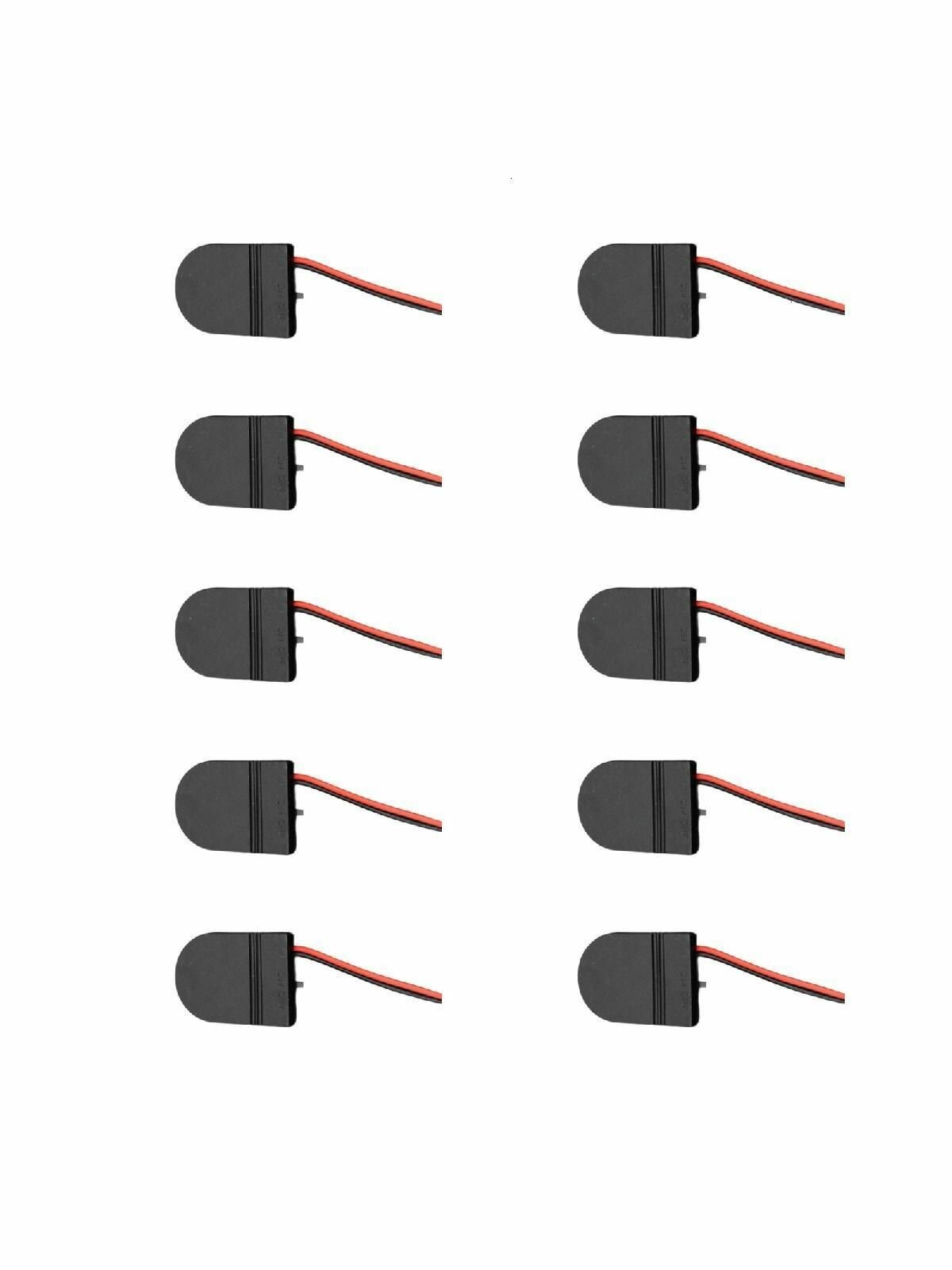 10 одноэлементных батарейных отсеков CR2032-черный