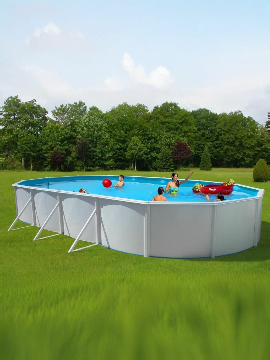 Каркасный морозоустойчивый бассейн Акватюнинг Премиум овал 7.3х3.6х1.3 м, White