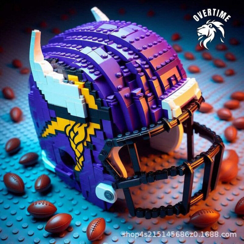 NFLConstructionHelmetШлем из строительных блоков NFL, креативная игрушка для команды профессиональной футбольной лиги