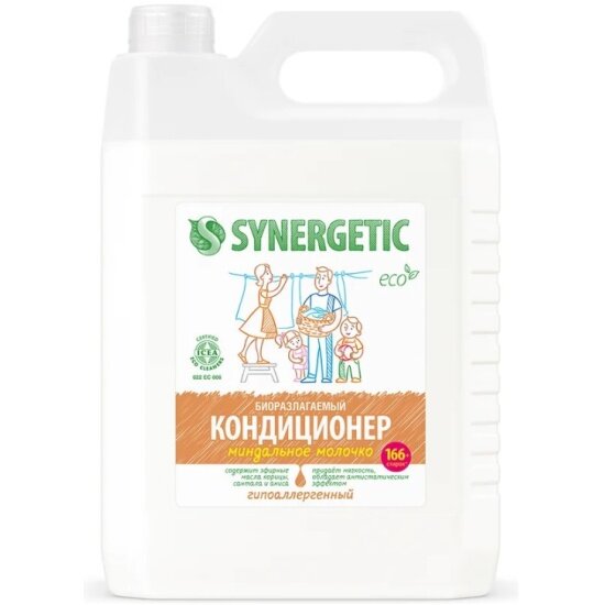 Кондиционер-ополаскиватель для белья Synergetic Миндальное Молочко, 5 л