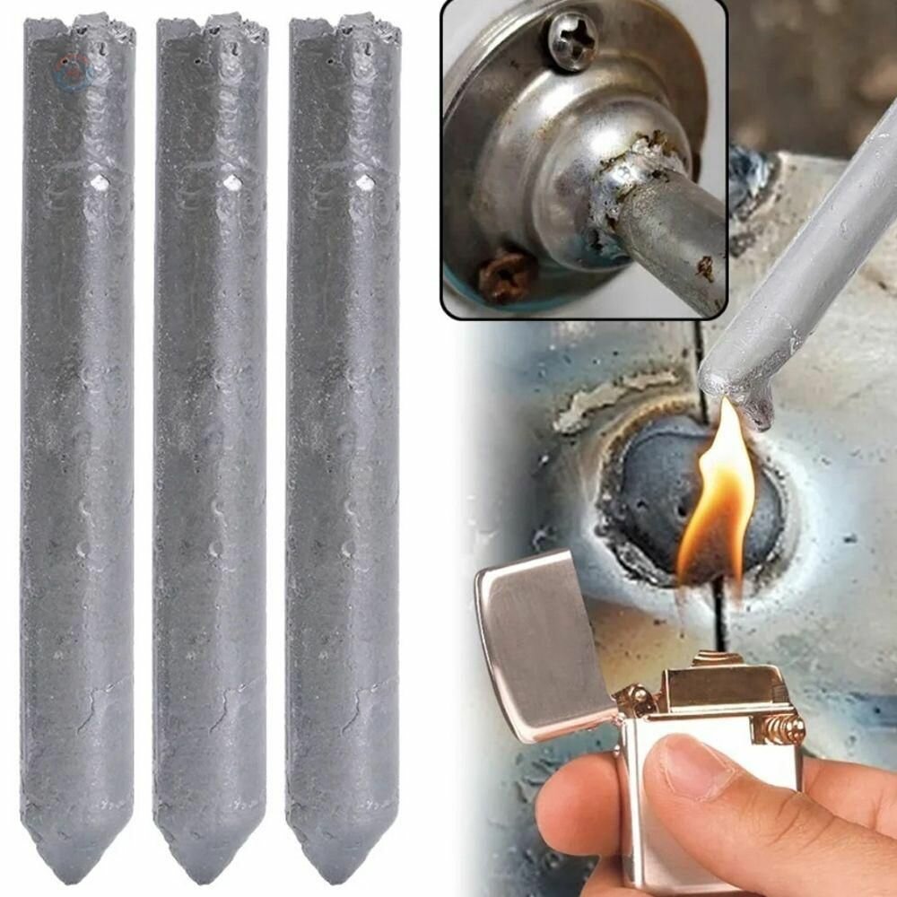 Алюминиевые сварочные электроды 3 шт, низкотемпературные стержни для сварки белых металлов зажигалкой, удобные бытовые электроды для алюминия и нержавеющей стали