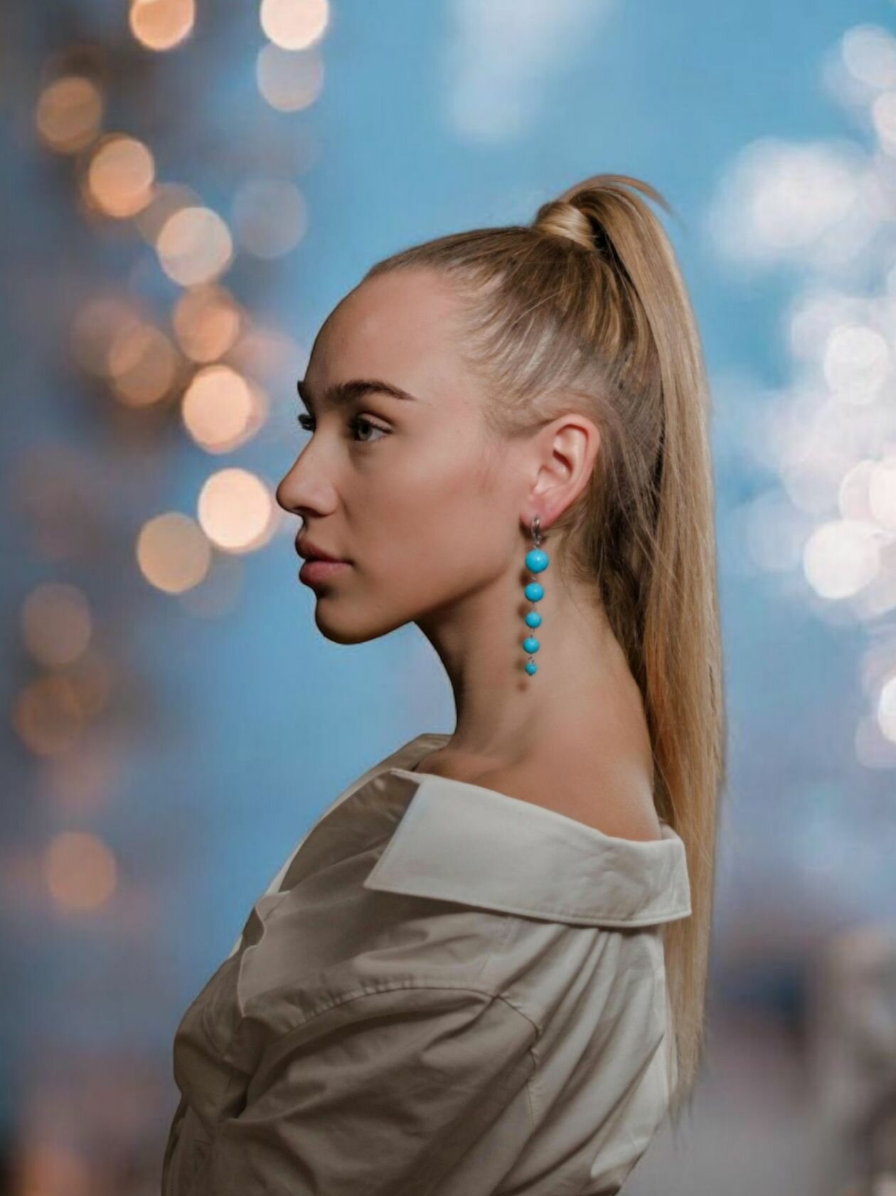 Серьги, бирюза синтетическая, искусственный камень